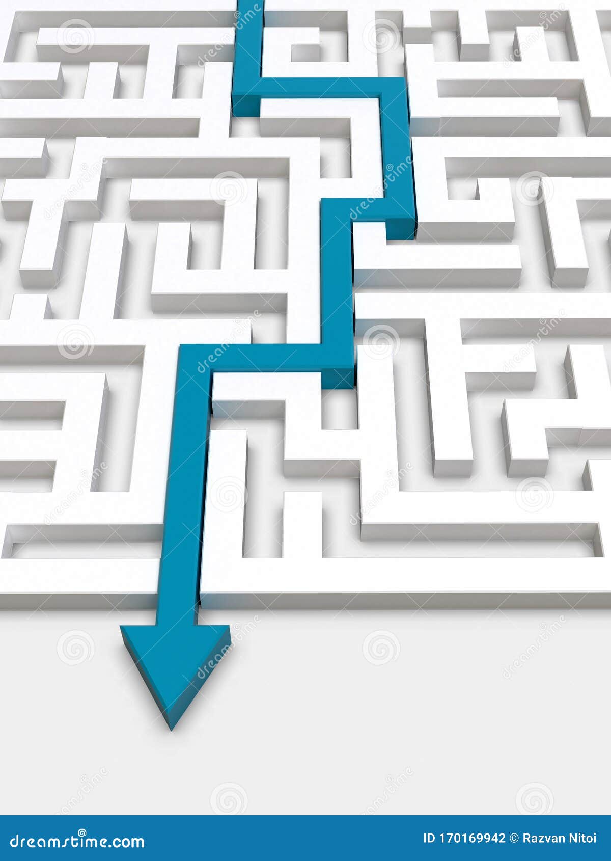 Path Showing the Direction Out of a White Maze Stock Illustration ...