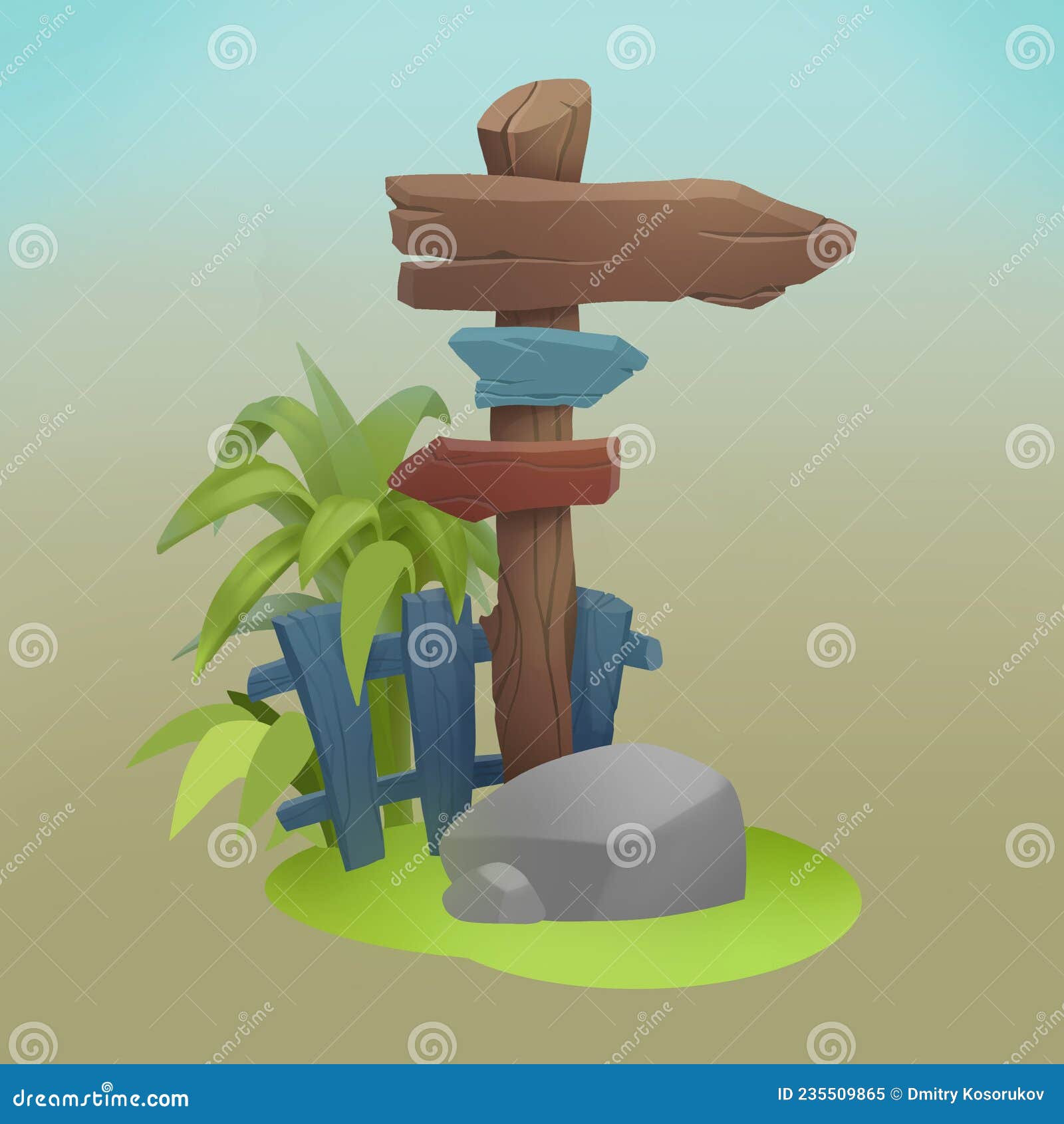 A Path Sign on a Wooden Post Stock Illustration - Illustration of board ...