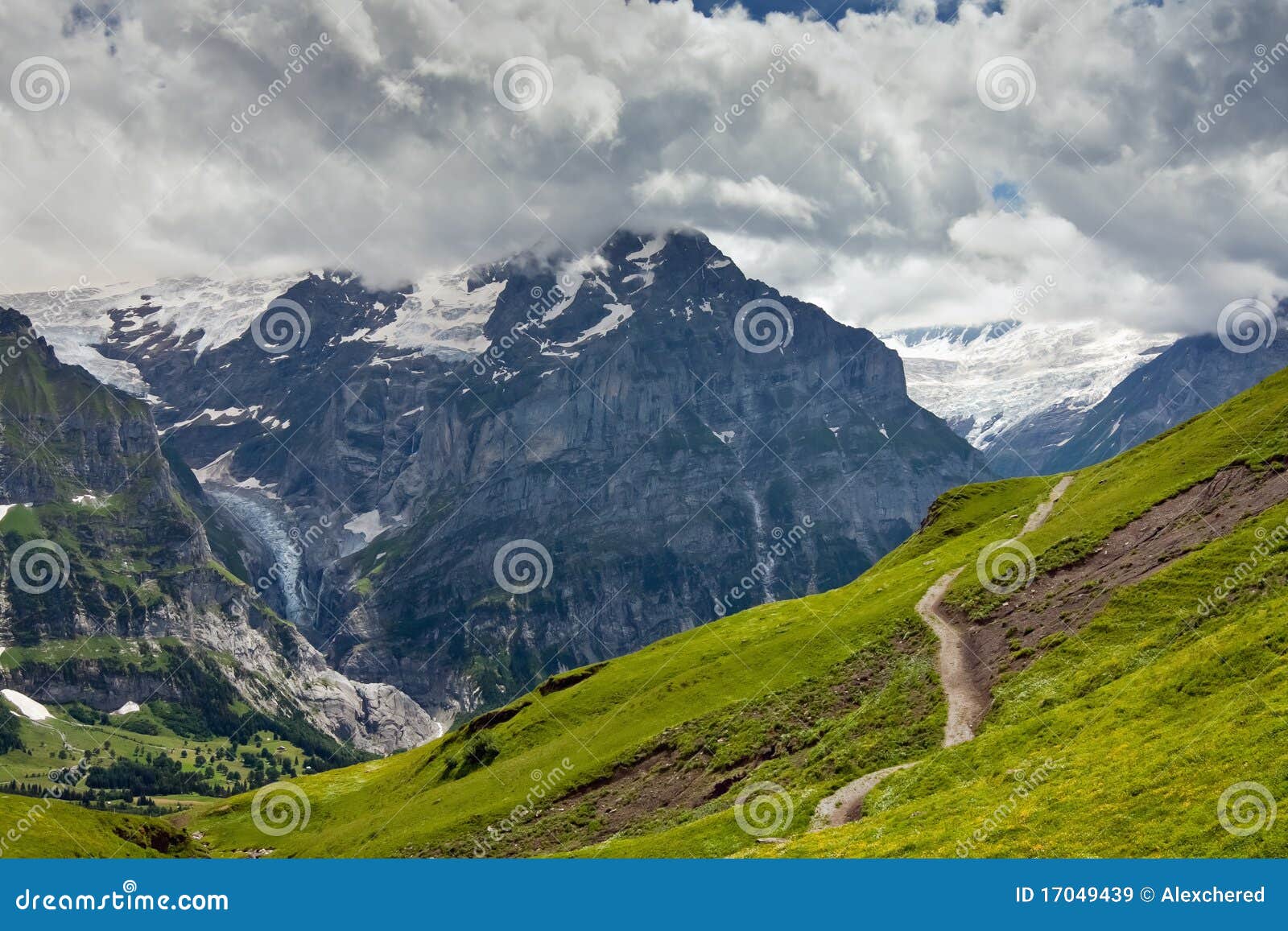 Path on Slope of Bernese Alps, Grindelwald - Switzerland Stock Image ...