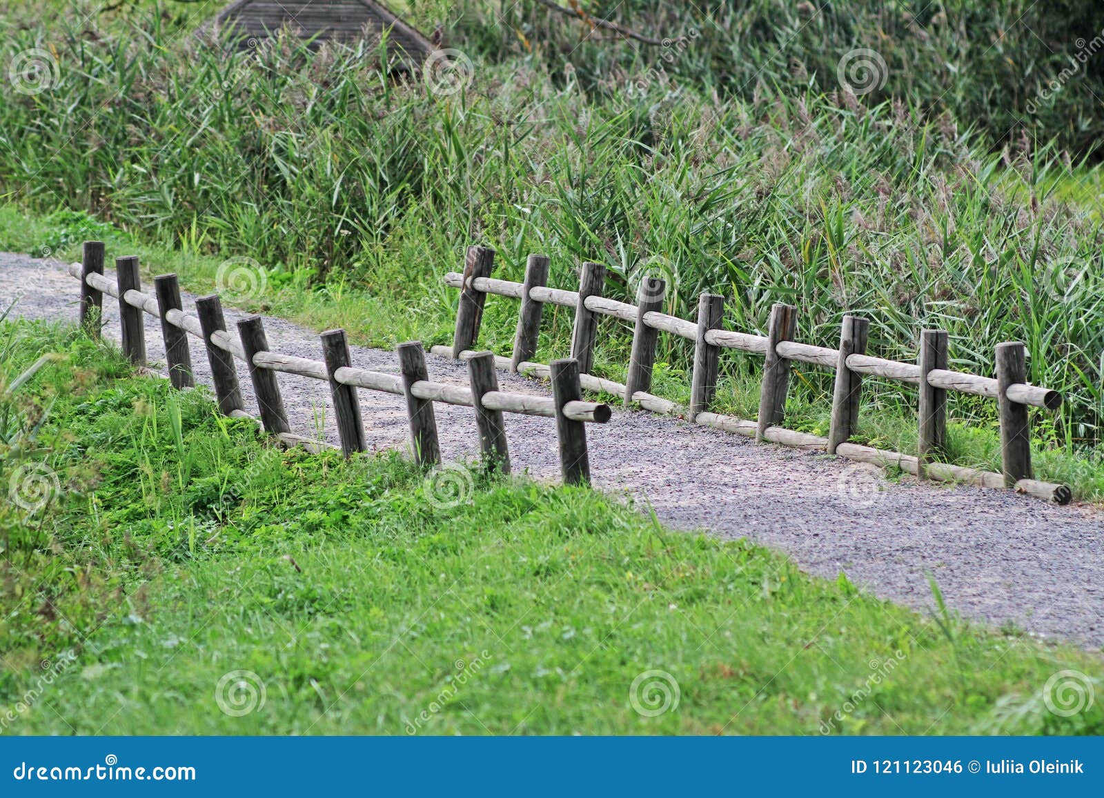 A Path and a Small Old Wooden Fence Stock Photo - Image of footpath ...