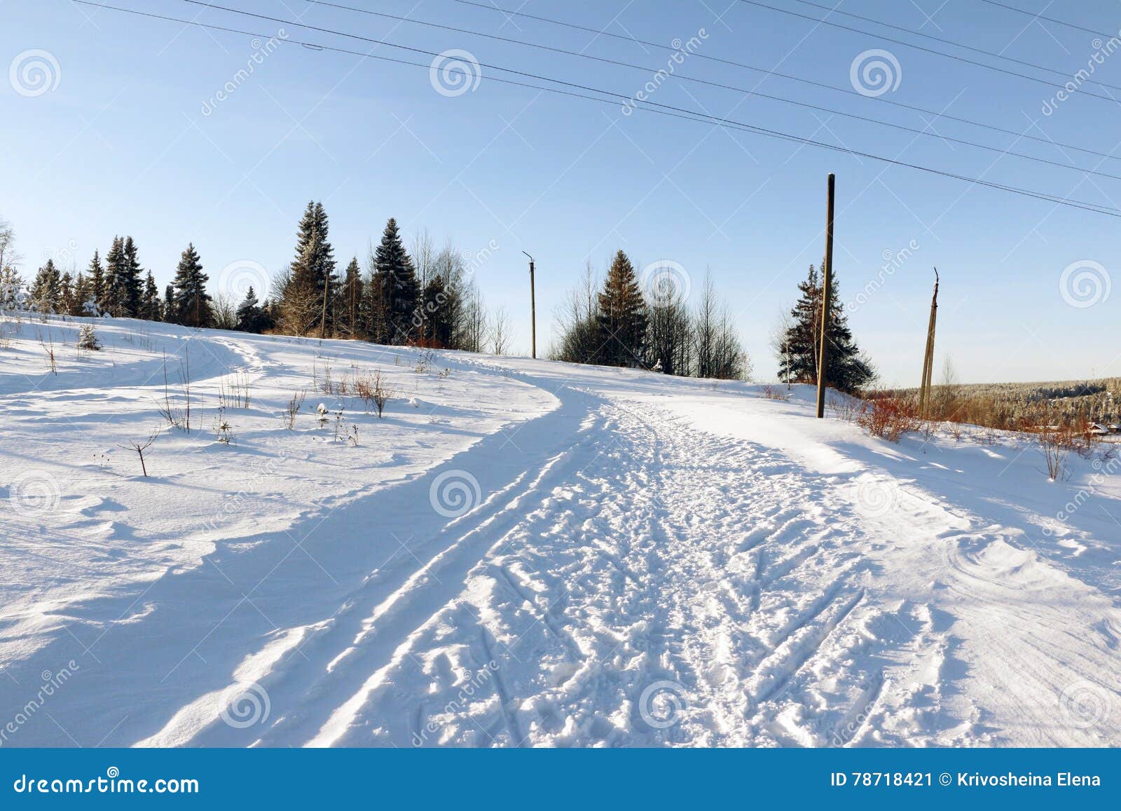 Path in the snow stock image. Image of rural, farm, activities - 78718421