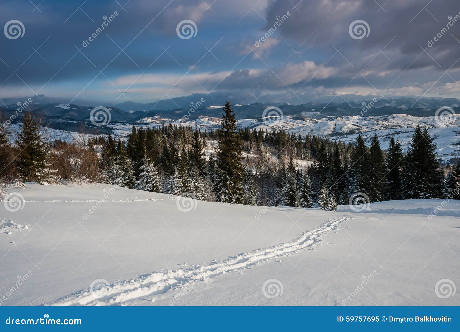 The path through the snow stock image. Image of outdoor - 59757695