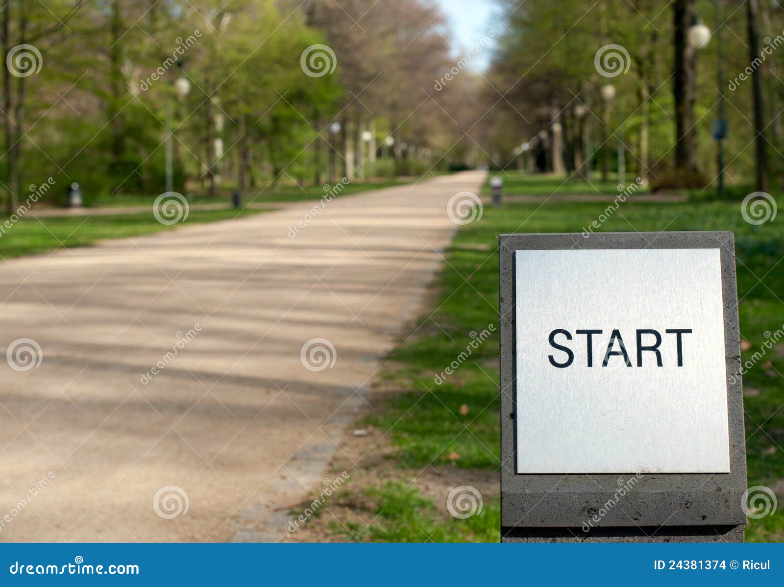 Path with start sign stock photo. Image of away, trees - 24381374