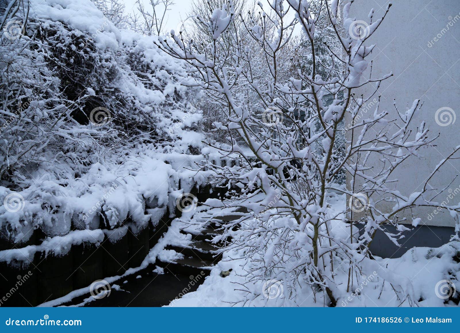 The Path with Steps at the House is Cleared of Snow Stock Photo - Image ...