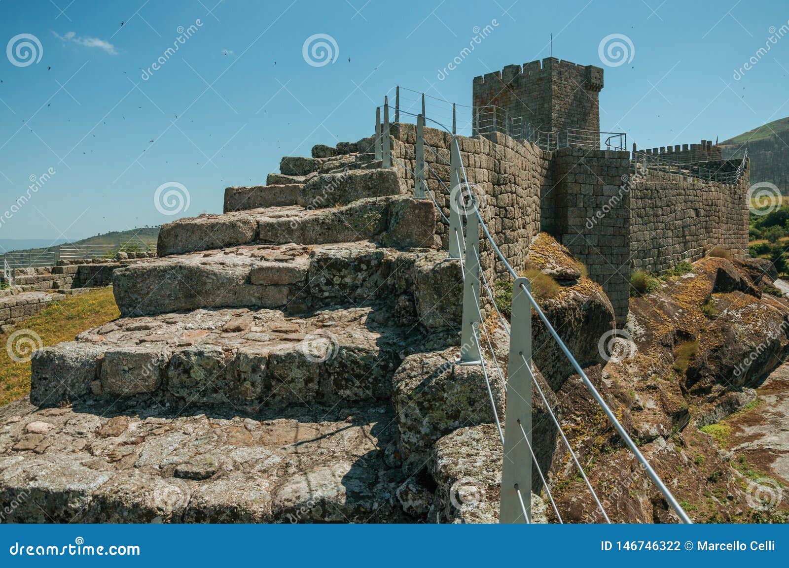 Path with Steps Over Stone Wall with Balustrade Stock Photo - Image of ...