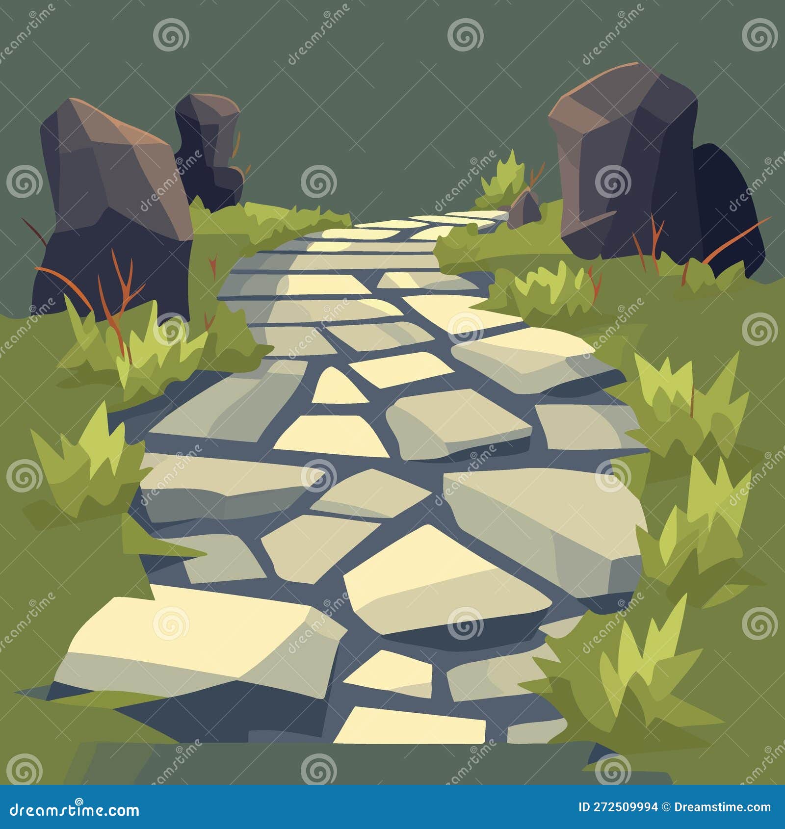 Path with stone tiles stock vector. Illustration of park - 272509994