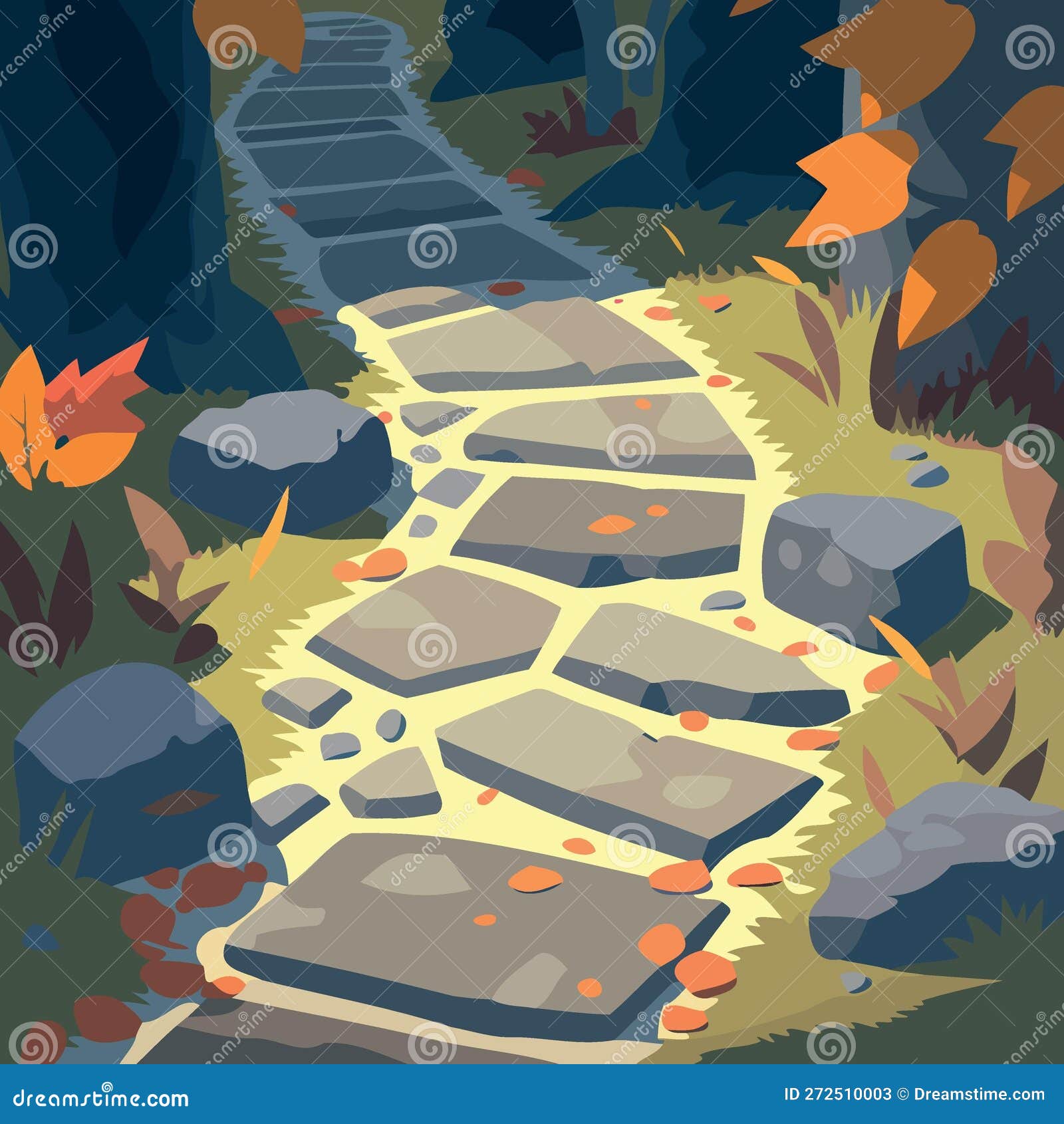 Path with stone tiles stock vector. Illustration of park - 272510003