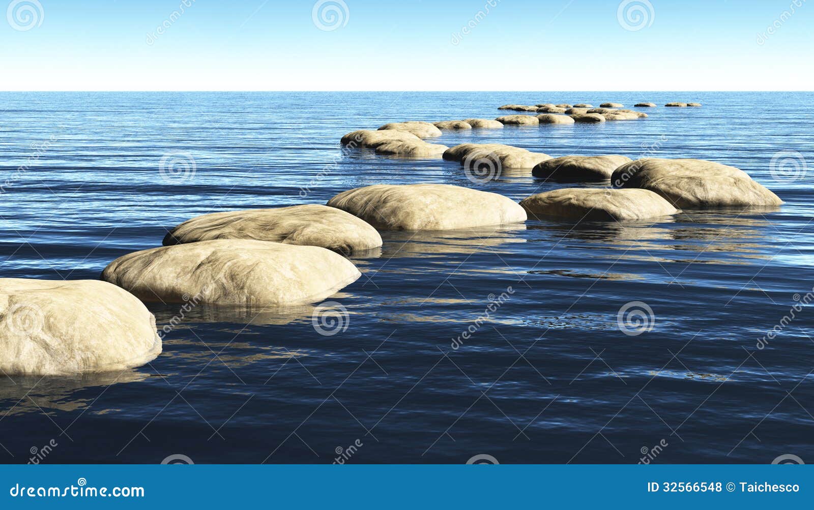 Path of Stones on the Water Stock Illustration - Illustration of ocean ...