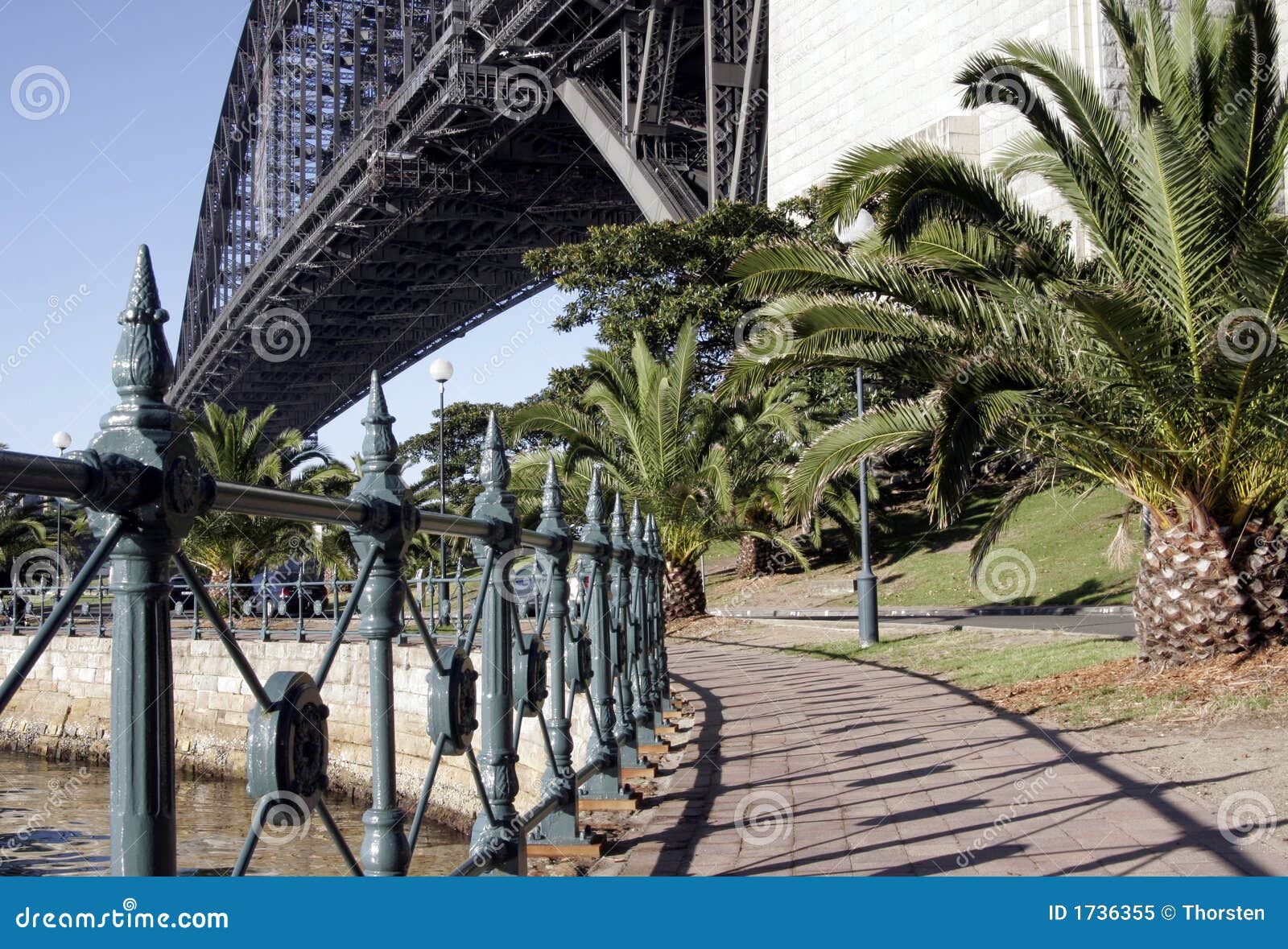 Path at the Sydney Harbour Bridge Stock Image - Image of fence ...