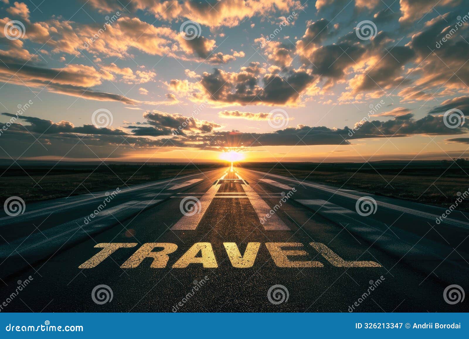 Path To Adventure: Bright Travel Runway Scene. Stock Illustration ...