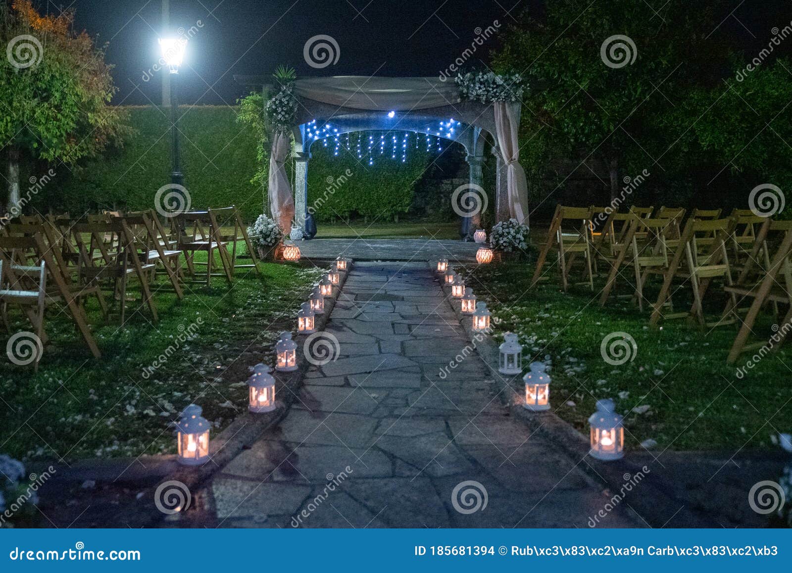 Path To the Altar on an Outdoors Wedding at Night Stock Photo - Image ...