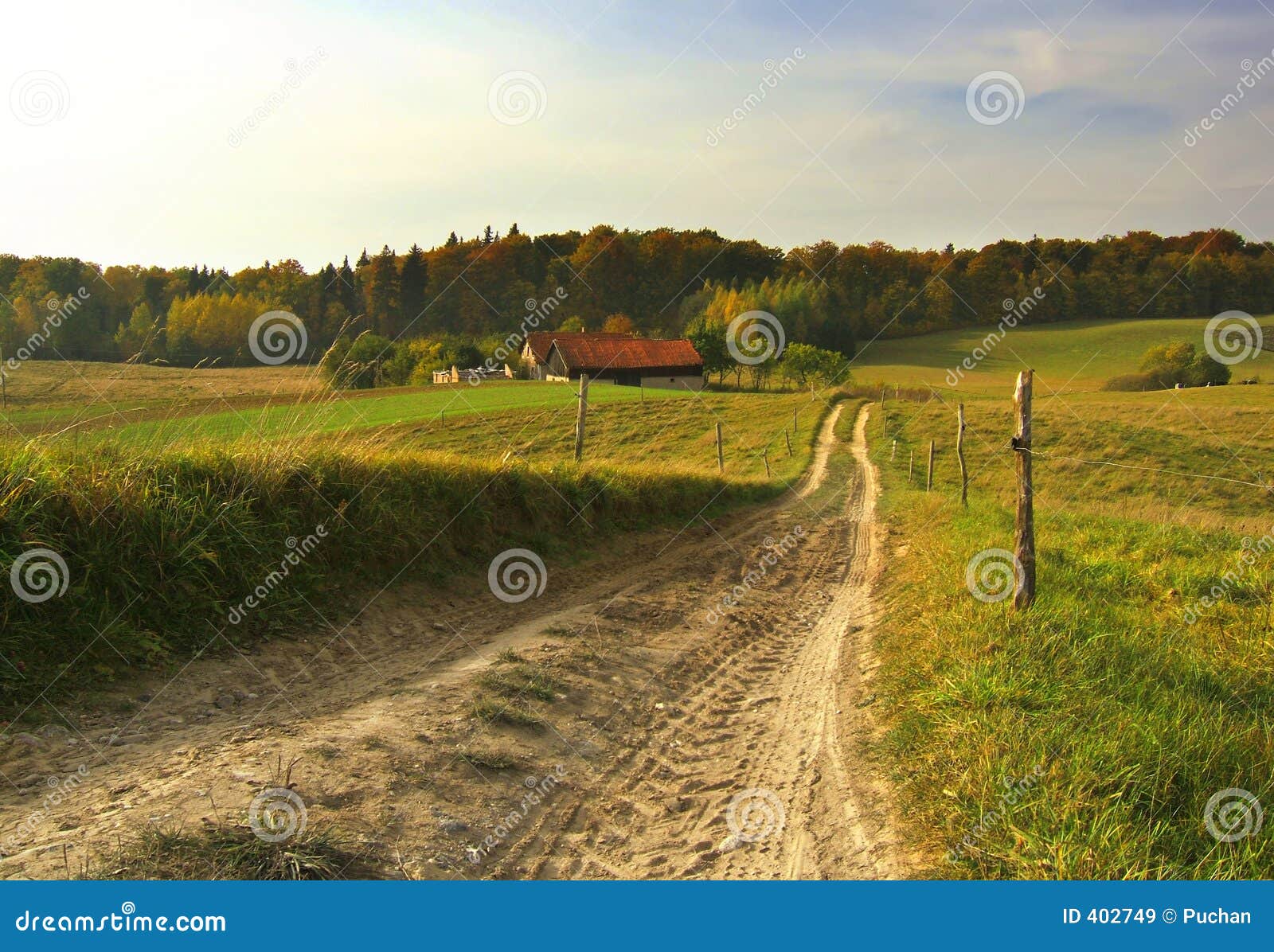 Path to farm stock image. Image of green, farm, autumn - 402749