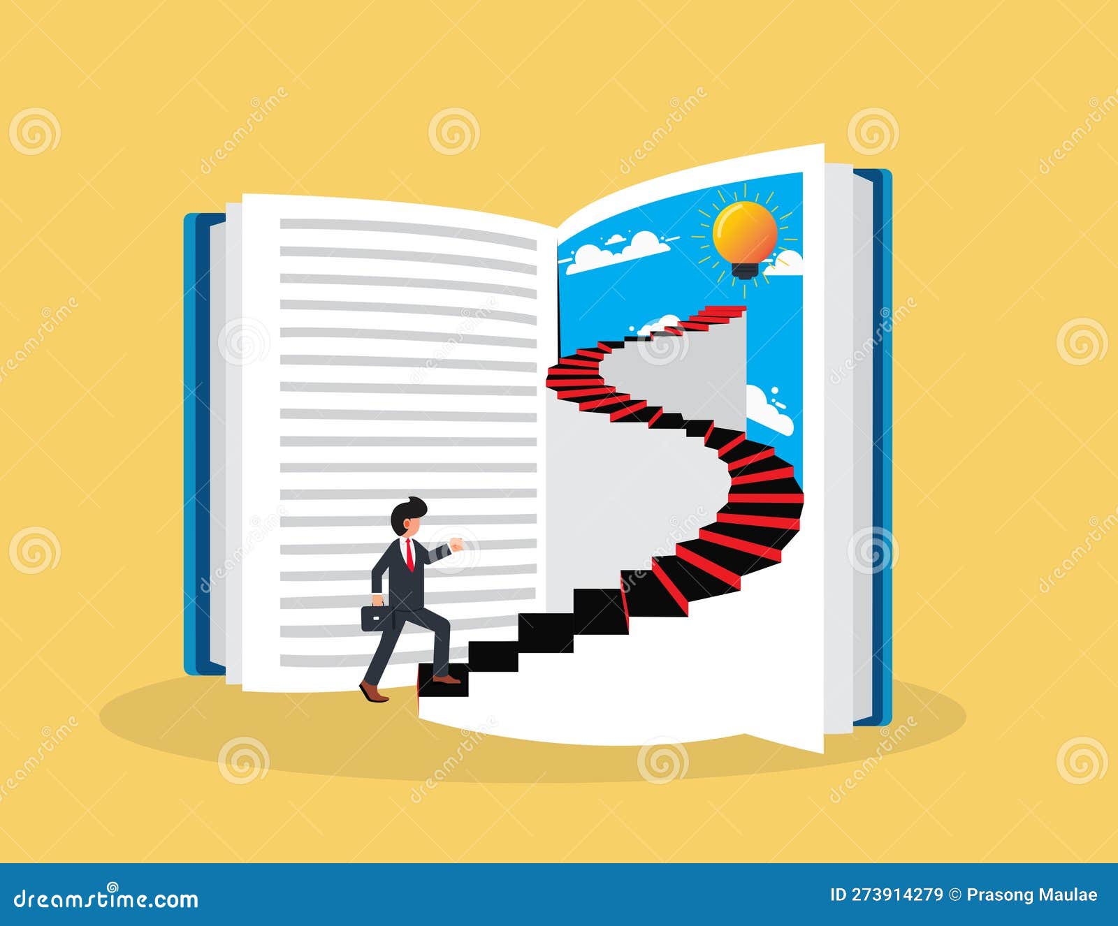 Path To Knowledge and Professional Growth. Businessman Stepping into ...