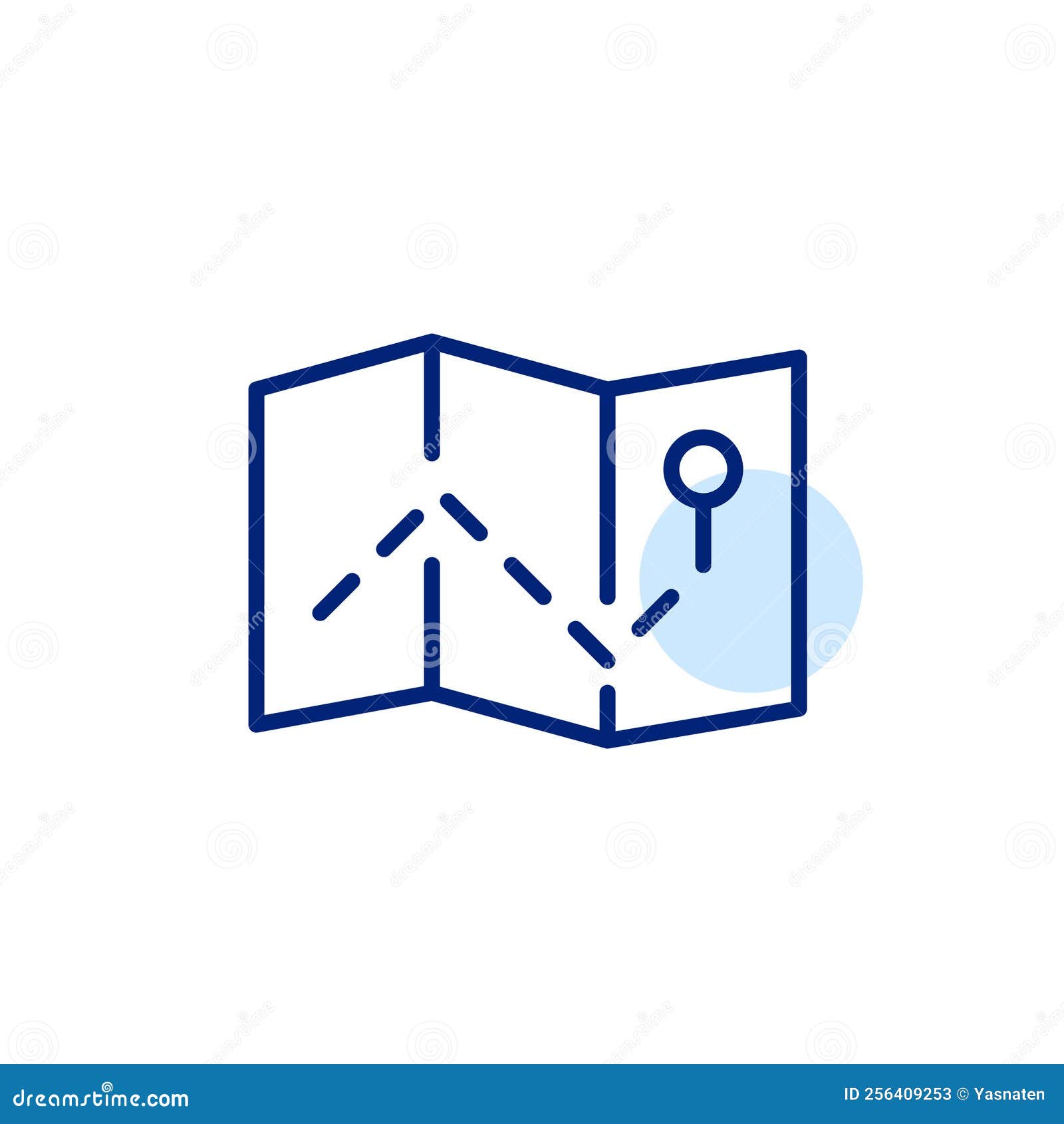 Path To a Location Pin on Folded Map. Pixel Perfect, Editable Stroke Line Icon Stock Vector ...