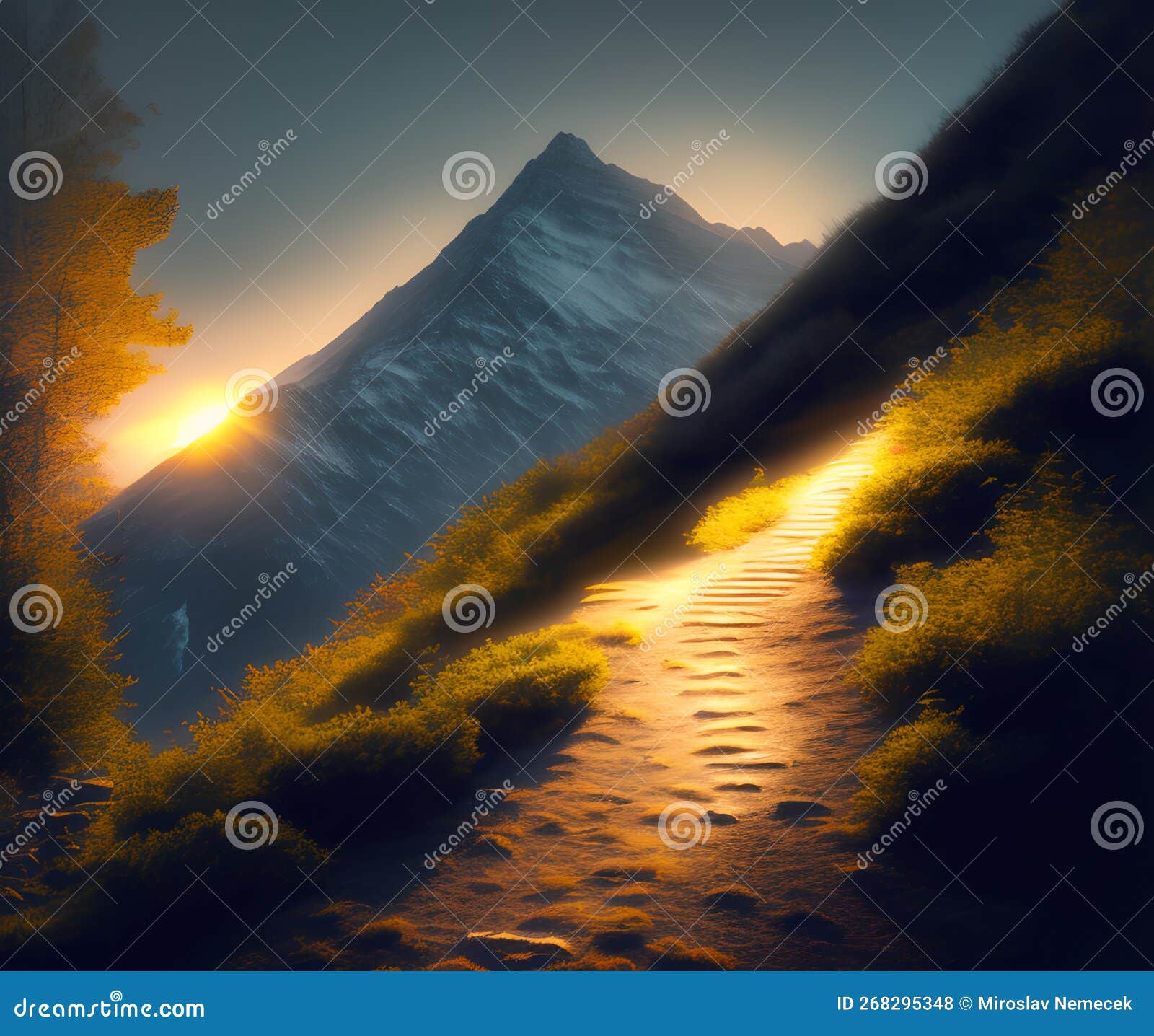 Path To Mountain Top, Generative AI Illustration Stock Illustration ...