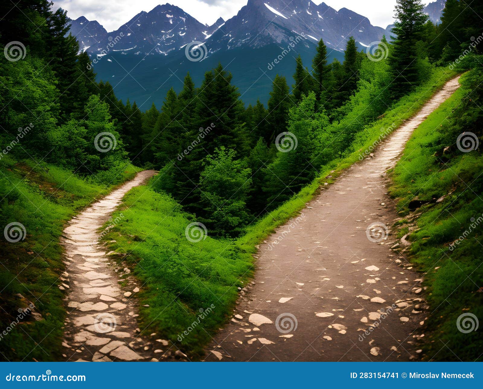 Path To Mountain Top, Generative AI Illustration Stock Illustration ...