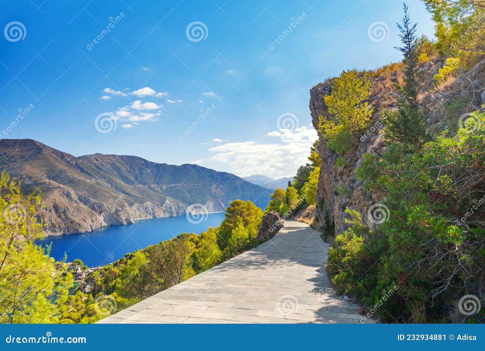 Path To the Old Castle of Assos Village Stock Image - Image of pinetree ...
