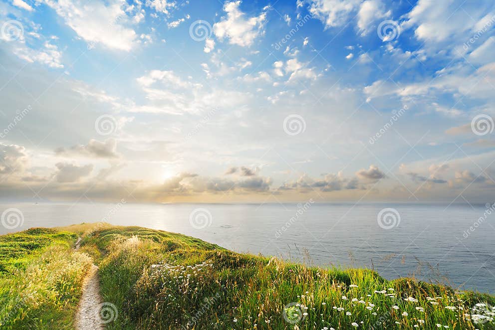Path to the sea stock image. Image of coast, sunrise - 55899181