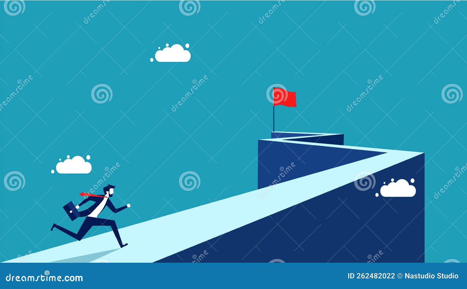 The Path To Success. Businessman Rushing To the Red Flag Stock Vector ...