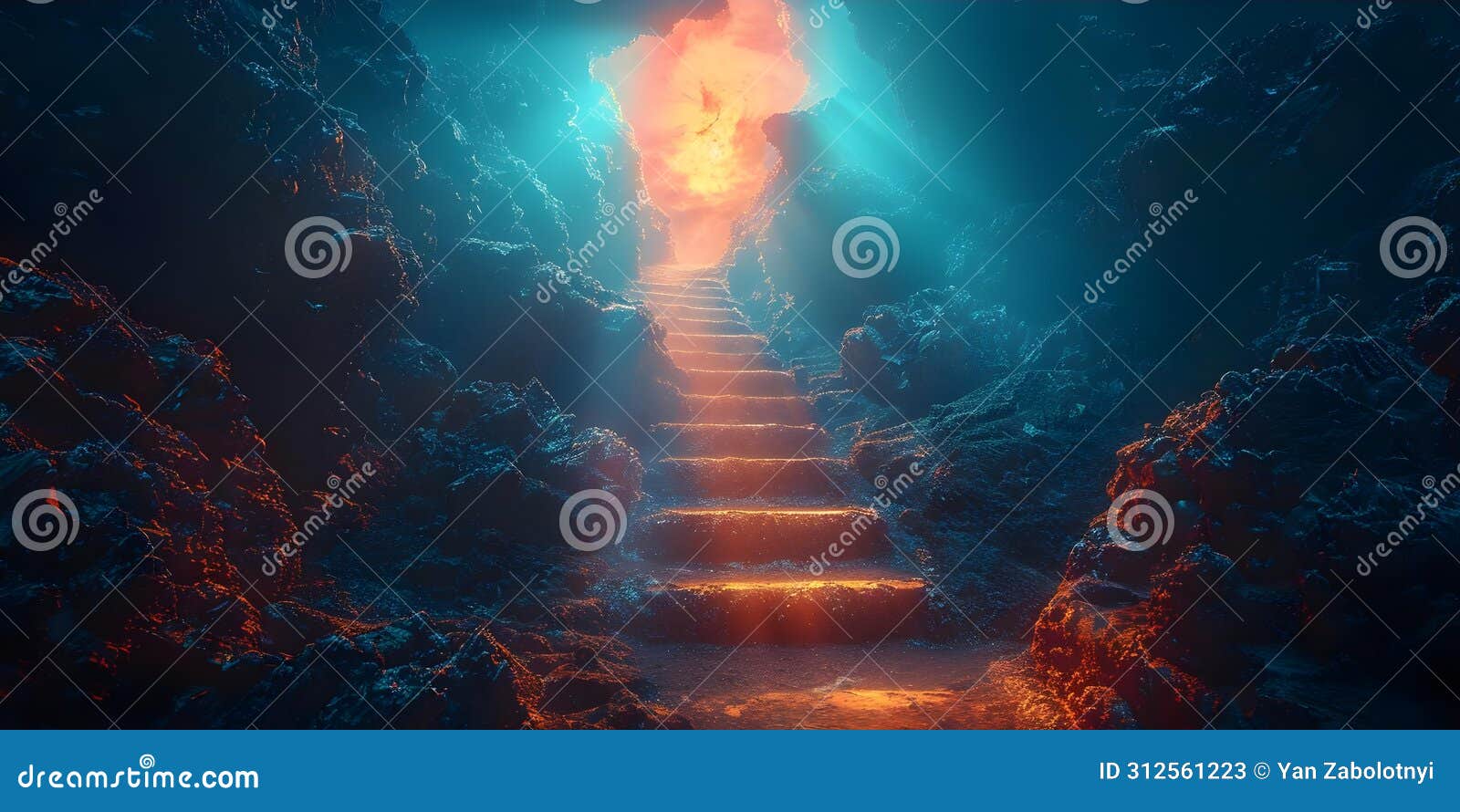 Path To Success: a Dramatic Staircase Leading To a Bright Light ...