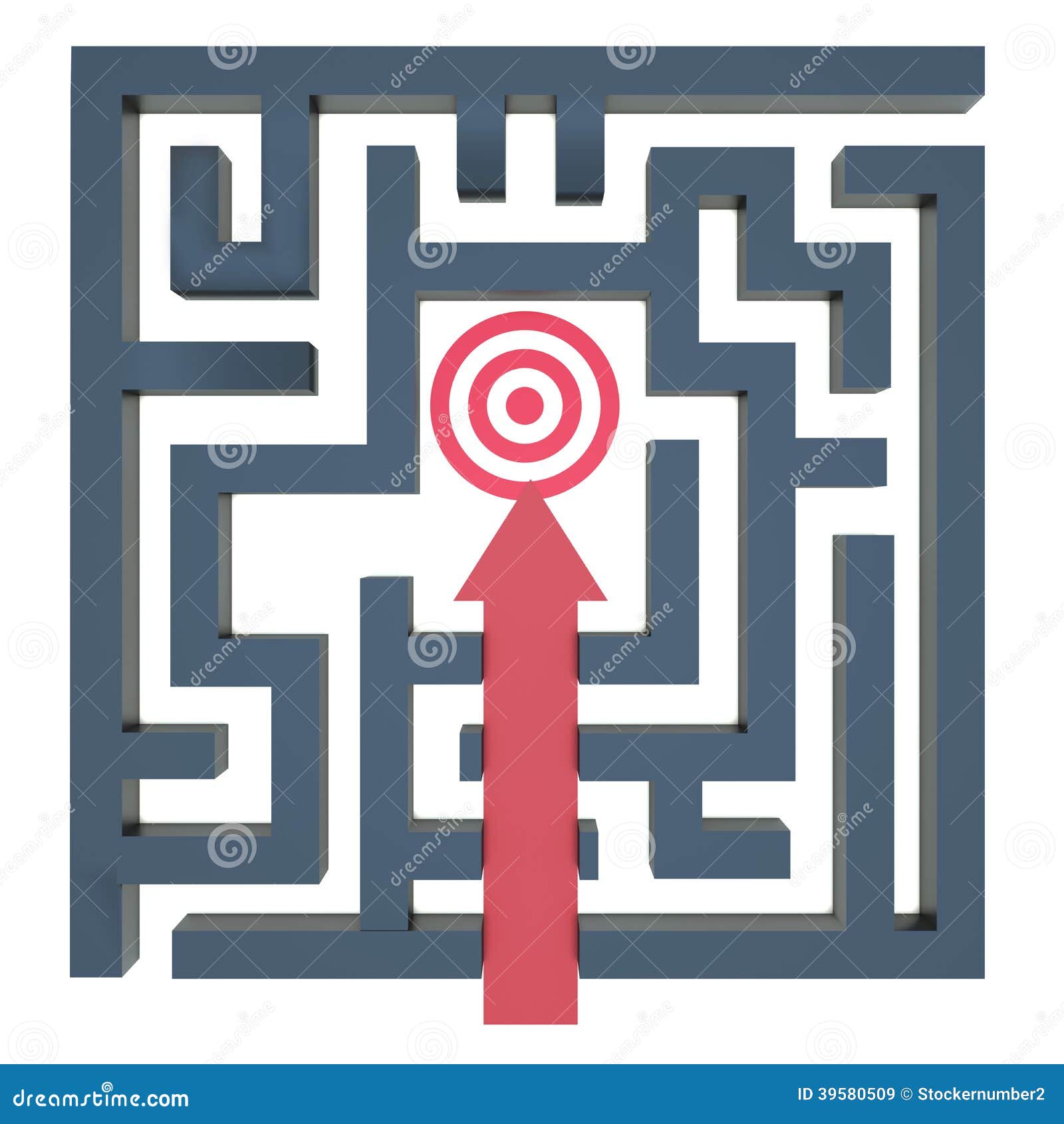 Path To the Target in the Maze Stock Illustration - Illustration of ...