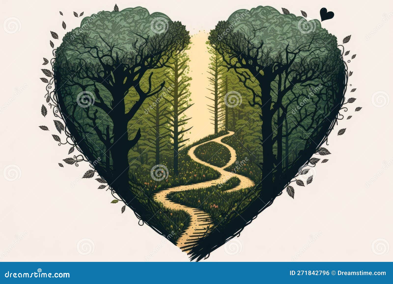The Path To True Love. Planting a Heart Shaped Forest Stock ...