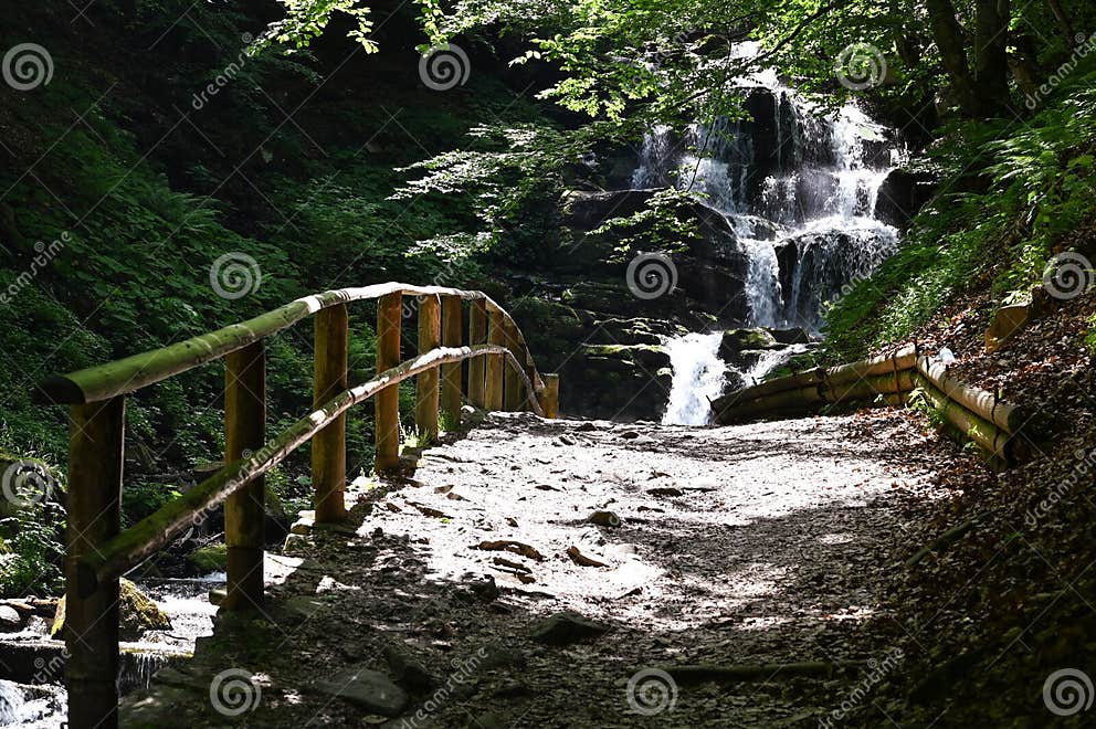 Path to the waterfall stock image. Image of stone, environment - 250474819