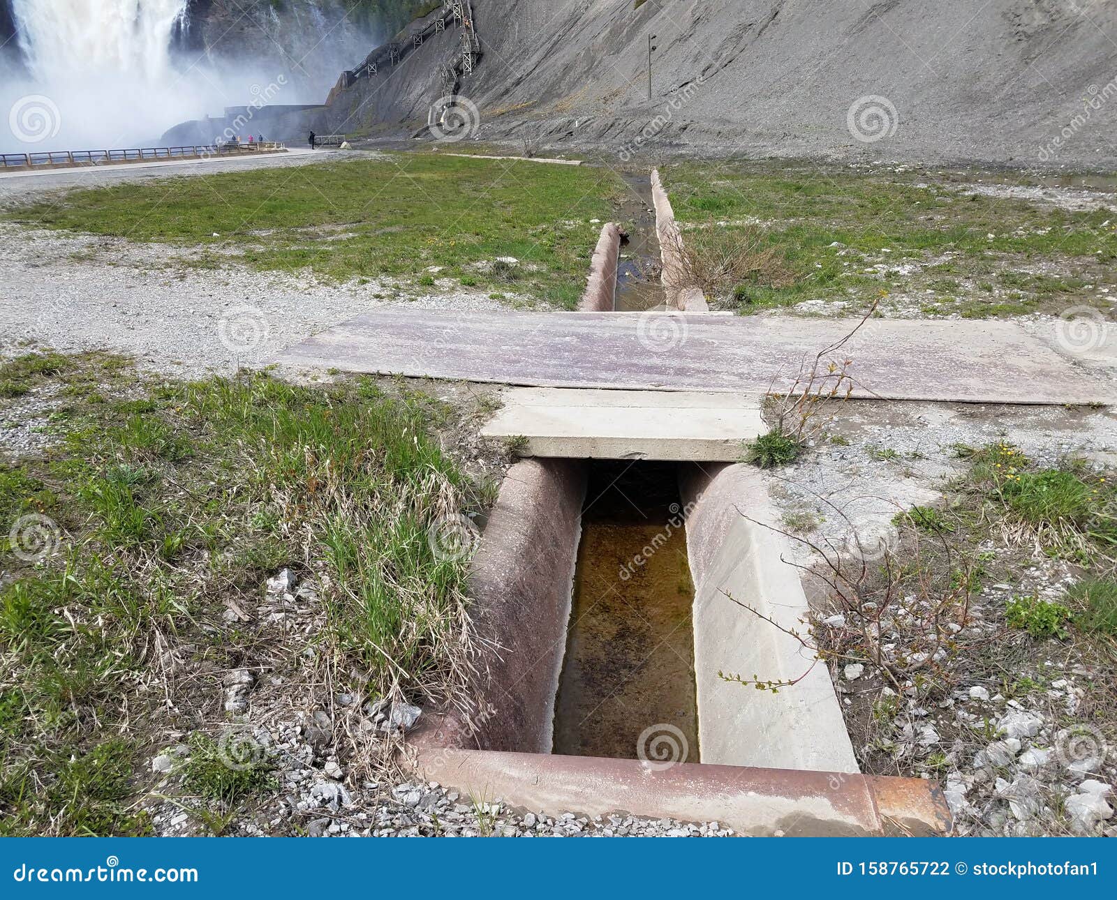 Bridge with Gutter Drain and Waterfall in Canada Stock Photo - Image of ...