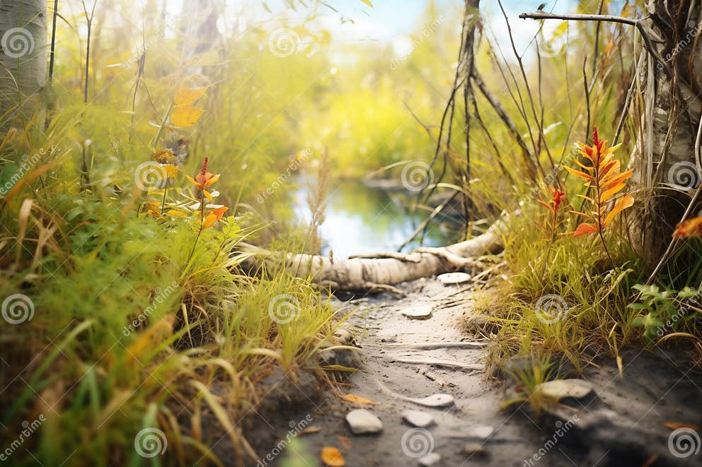 Path of Trampled Vegetation by River Stock Photo - Image of walk ...