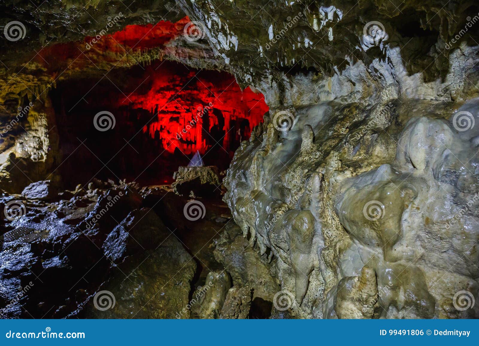 Path or Tunnel Inside an Ancient Beautiful Cave and a Dungeon with a ...