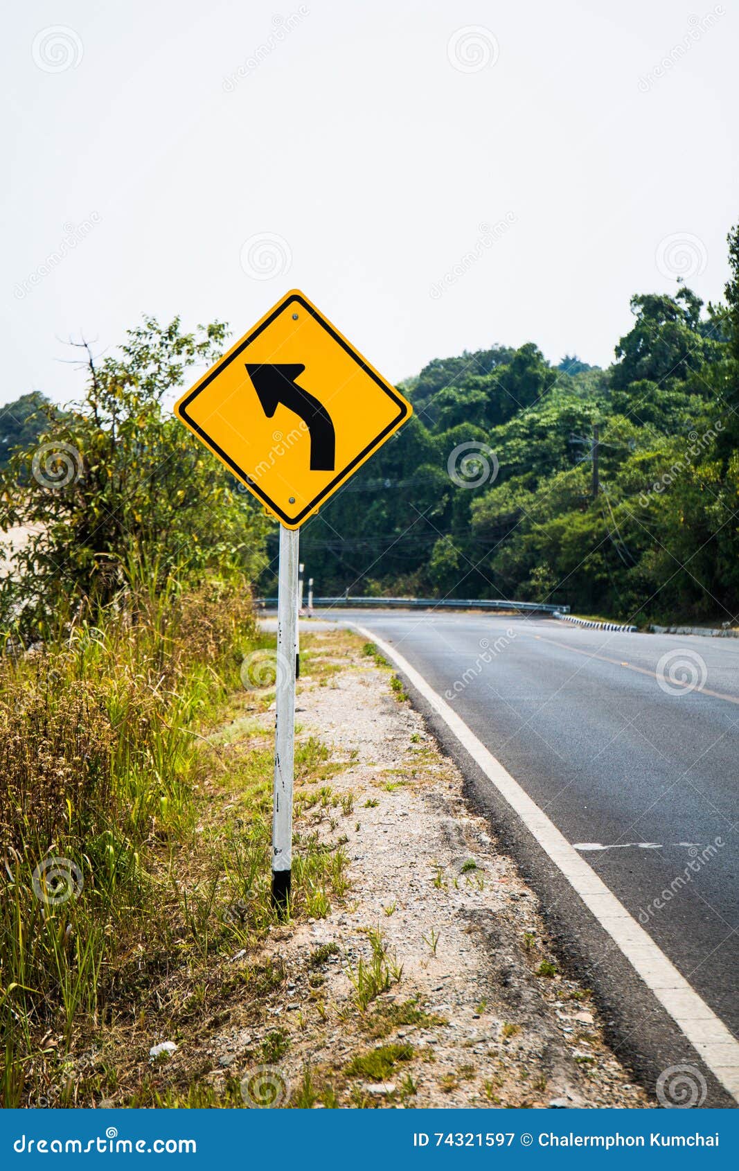 Path Turns To the Left with Sign Stock Image - Image of left, maple ...