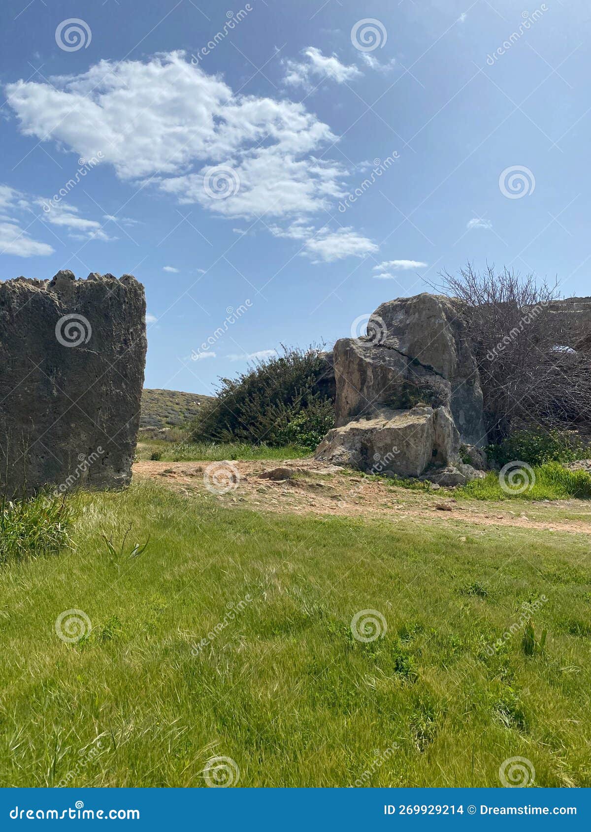 The Path between Two Small Rocks. Green Spring Grass Stock Photo ...
