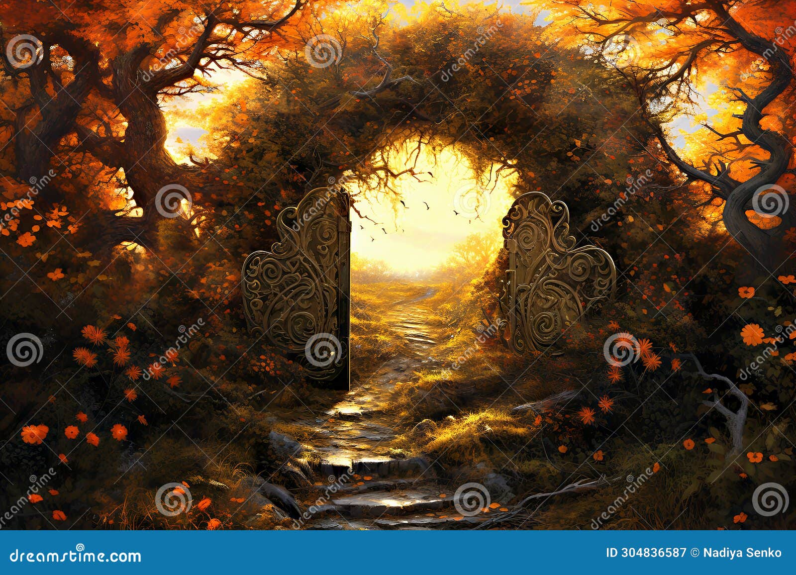Path into Unknown Leads through Open Gate Stock Image - Image of trail ...