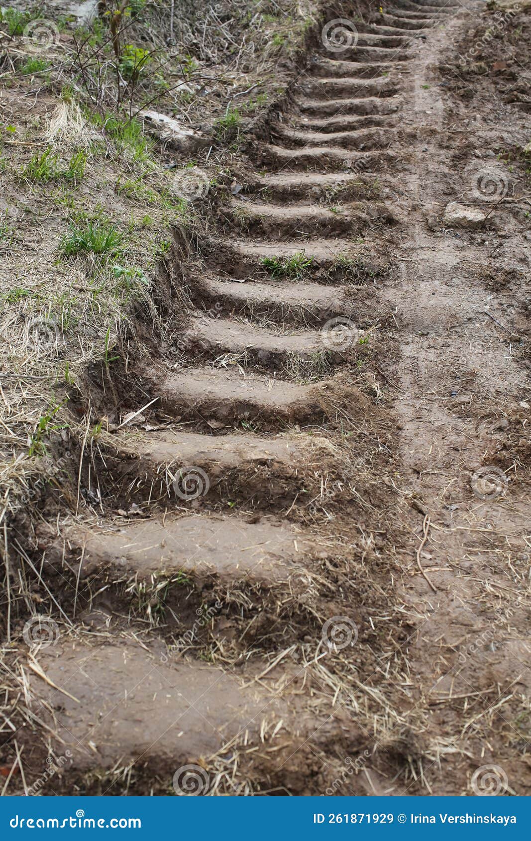 The Path Up the Mountain, Earthen Steps Stock Image - Image of uphill ...