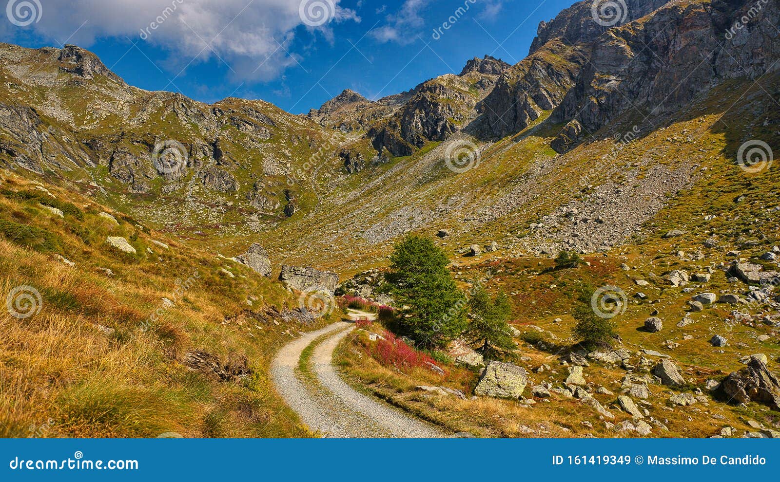 Path in the Valley Bottom with Amphitheater of Mountains in the ...