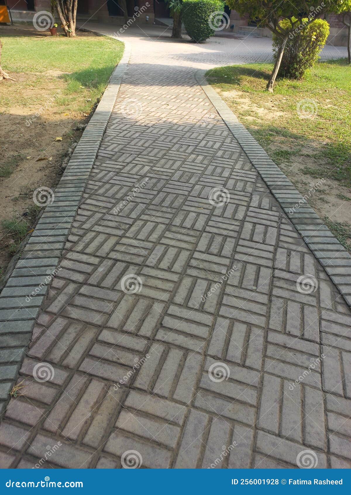 Path Way with Grass at Side Paths with Cross Pattern Stock Photo ...