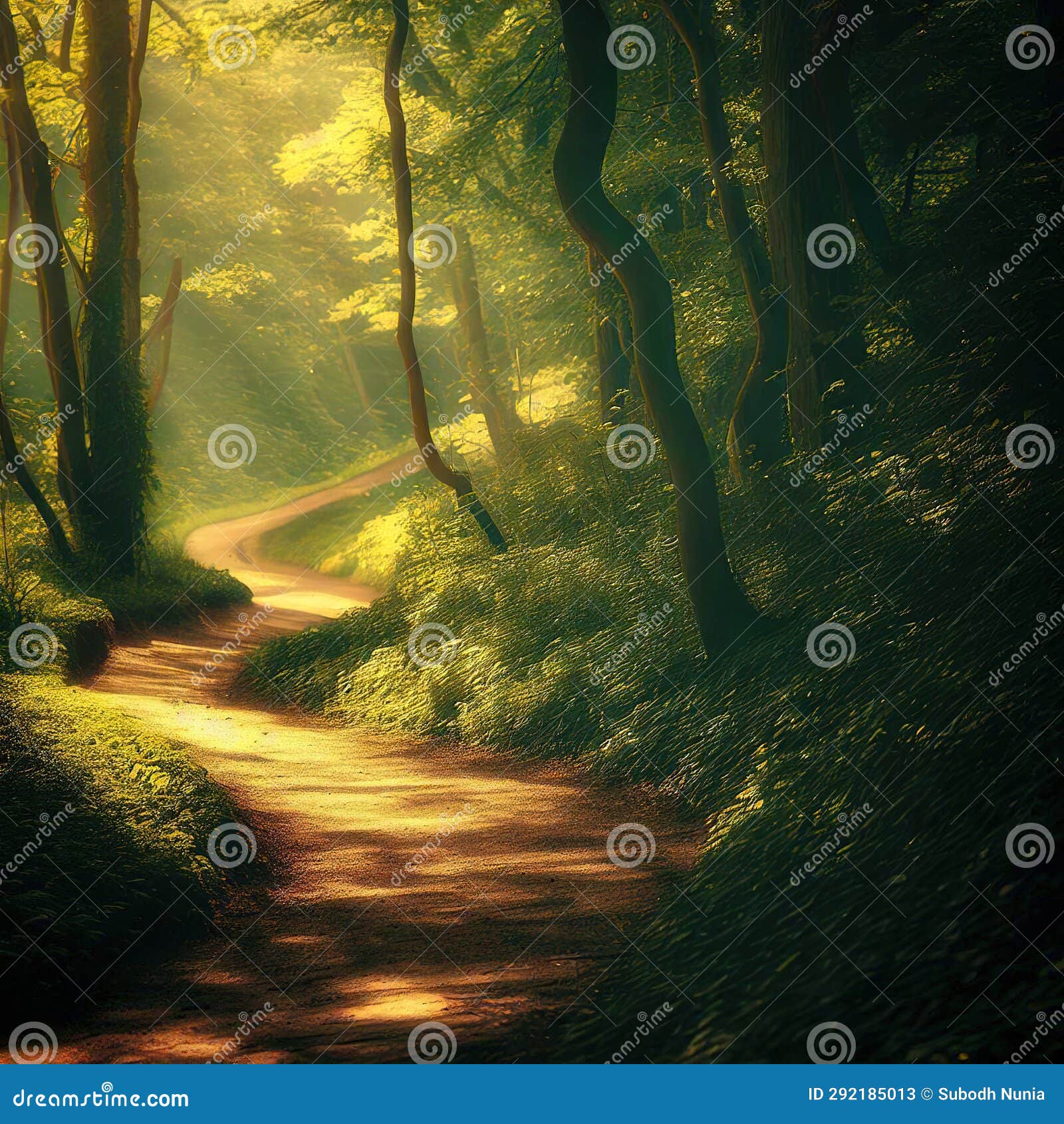 A Path Winds through the Tropical Forest, Bathed in Dappled Sunlight ...