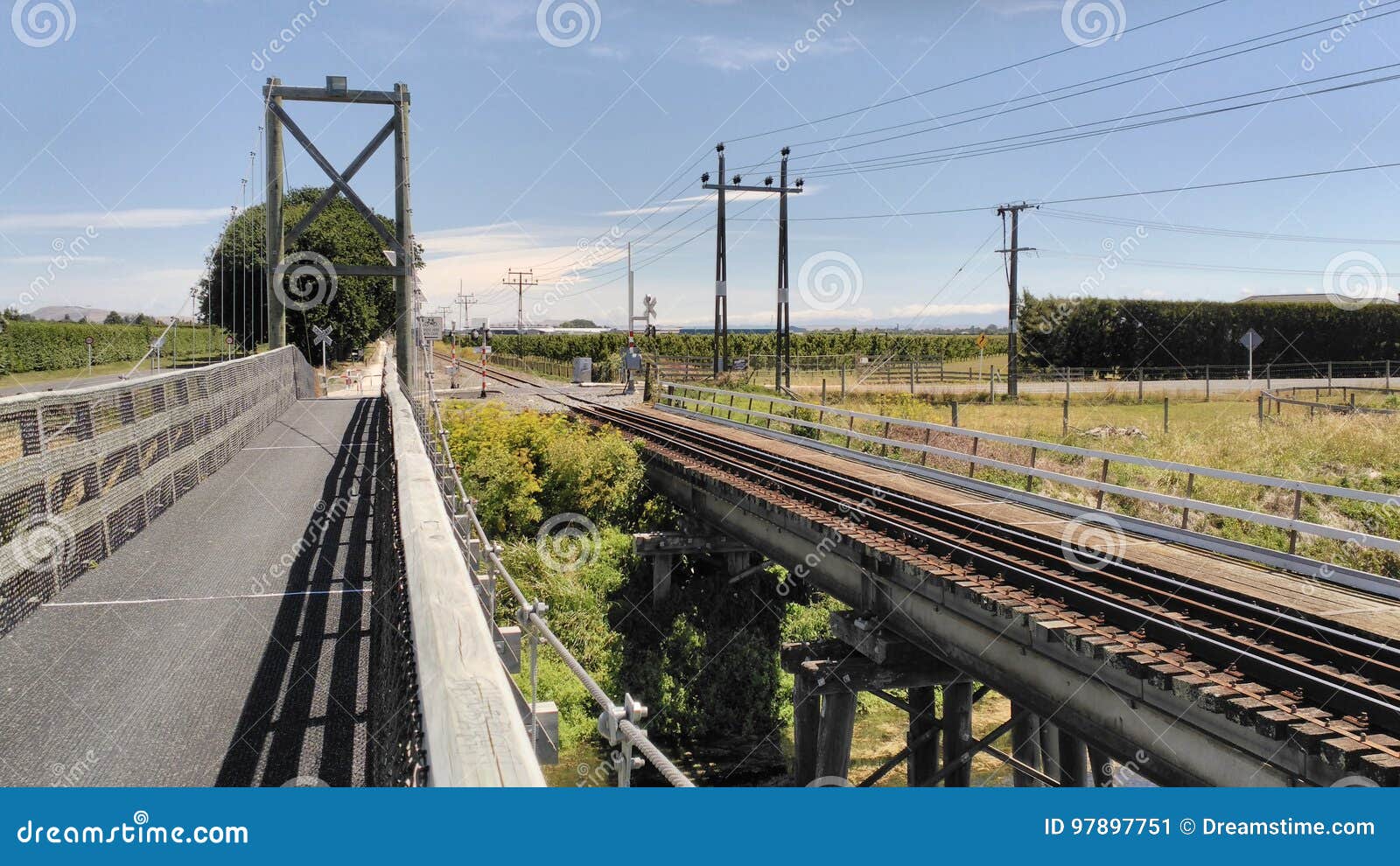 Path Wood Bridge and Railway Path Stock Image - Image of railway ...