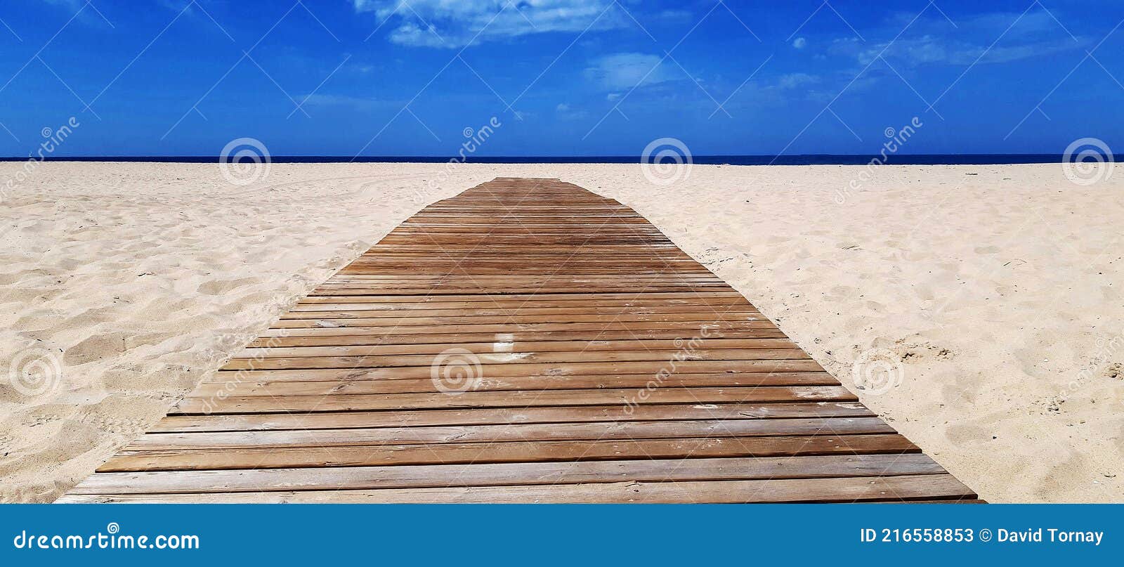 Path of Wooden Boards on the Sand of the Beach. Stock Image - Image of ...