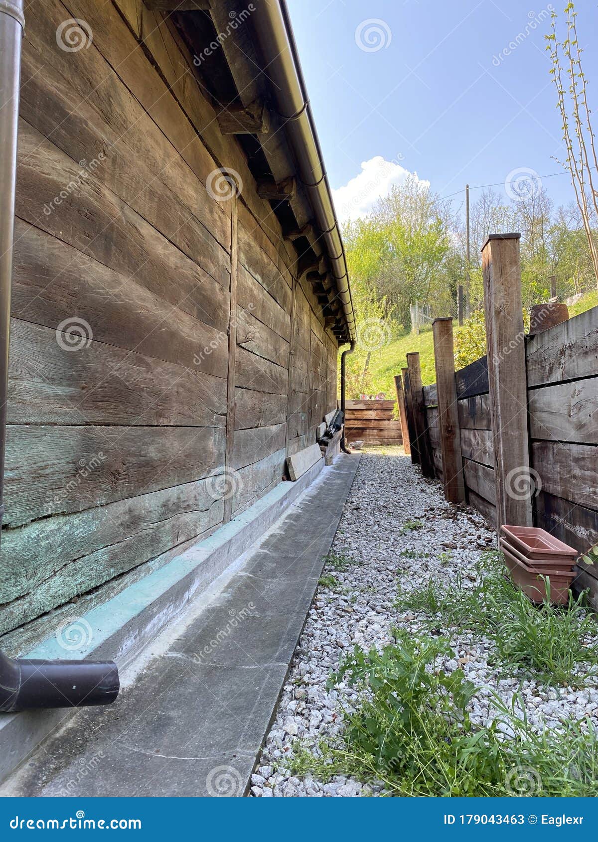 Path between a Wooden House and Fence Stock Image - Image of house ...
