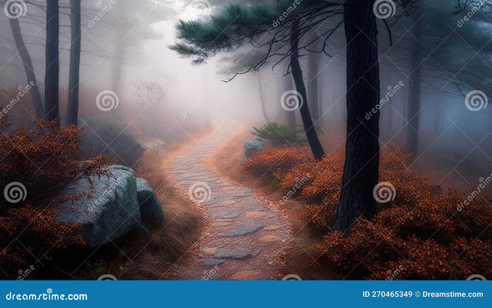 A Path in the Woods with Trees and Bushes on Either Side of it and Fog ...