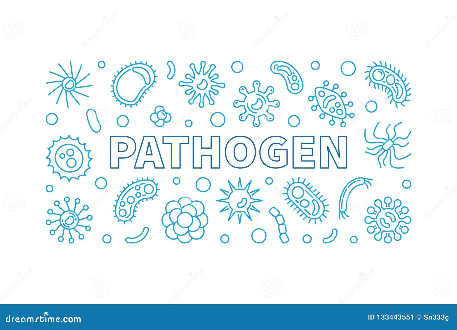 Pathogen Blue Outline Banner. Vector Creative Illustration Stock Vector ...