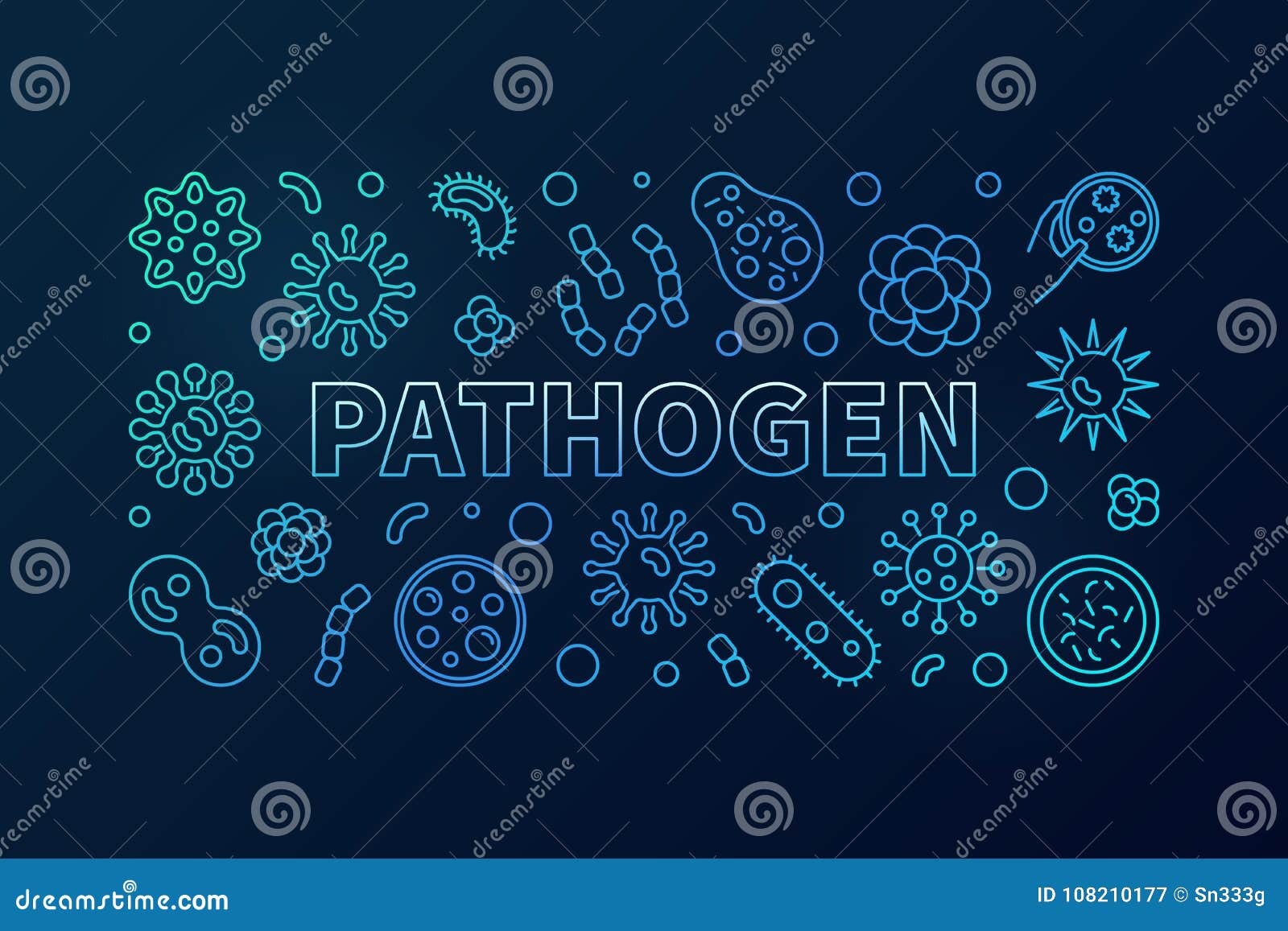 Pathogen Horizontal Blue Illustration. Vector Bacteria and Virus Stock ...