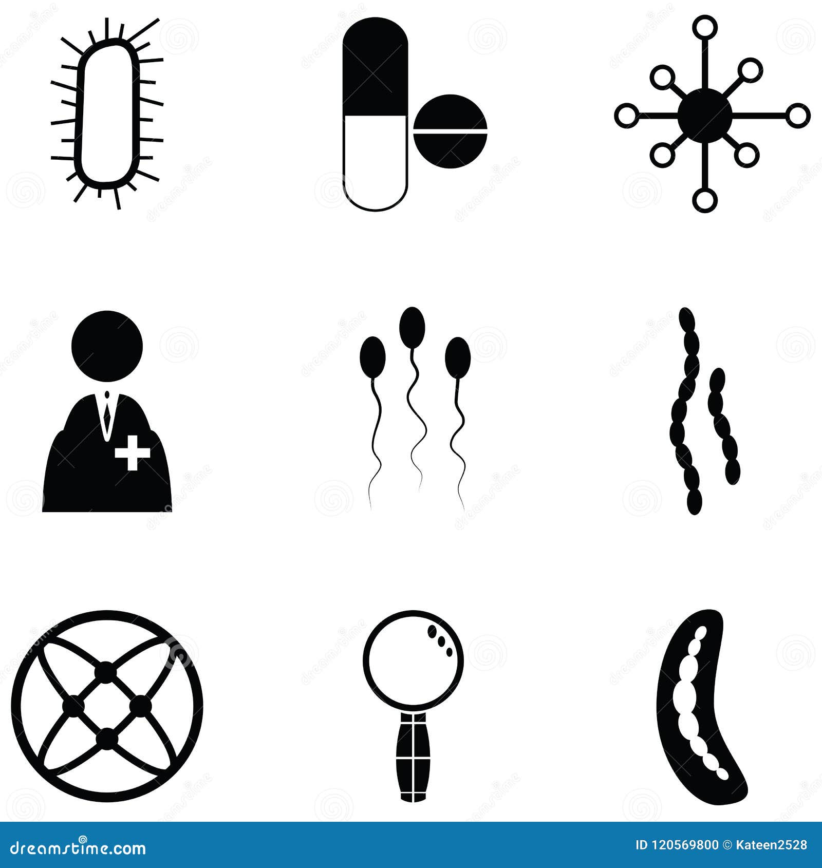 Pathogen icon set stock vector. Illustration of protozoa - 120569800