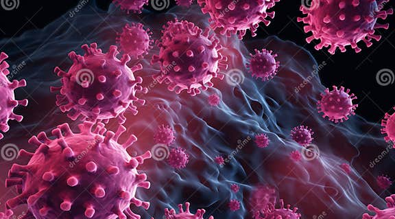Pathogen Invasion Concept in Pink Hues Stock Illustration ...