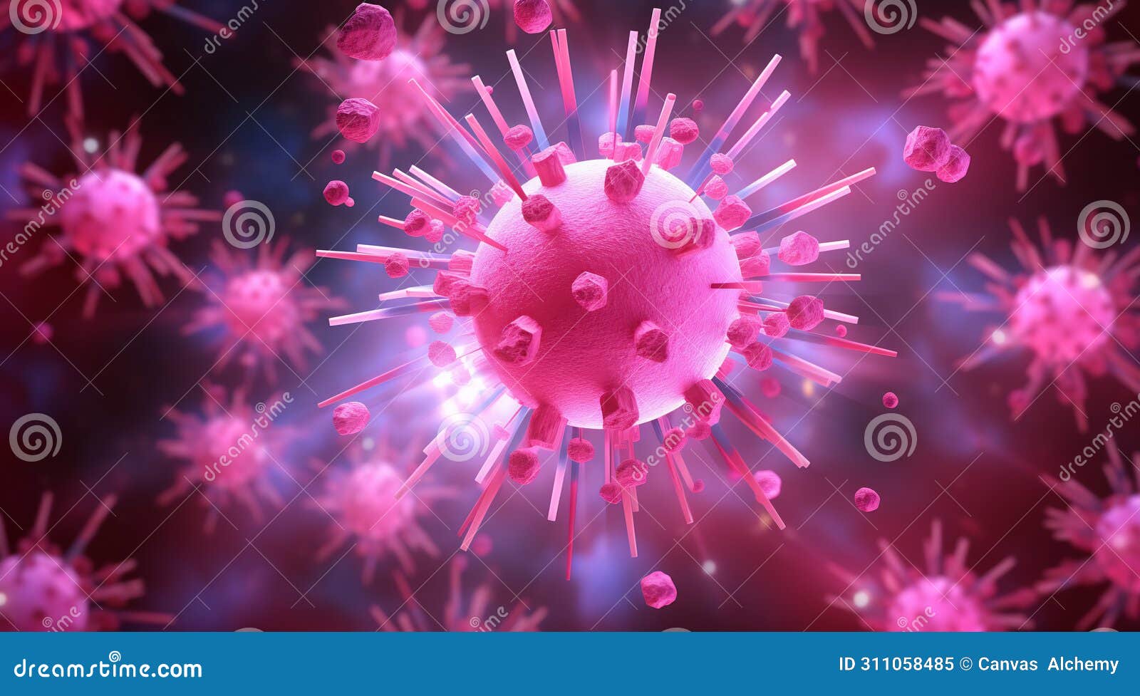Pathogen Invasion Concept in Pink Hues Stock Illustration ...
