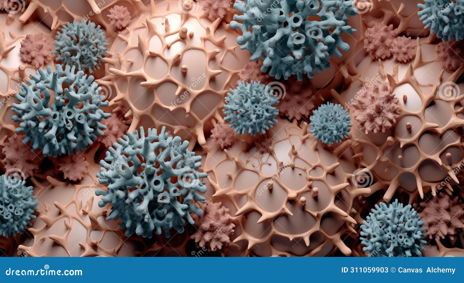 Pathogen Invasion Concept in Pink Hues Stock Illustration ...