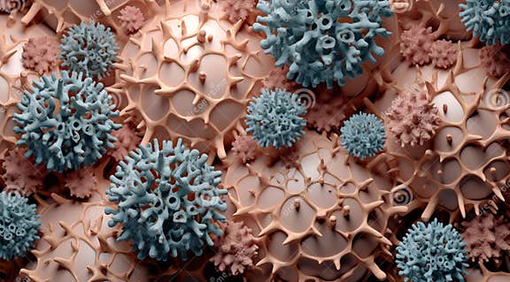 Pathogen Invasion Concept in Pink Hues Stock Illustration ...