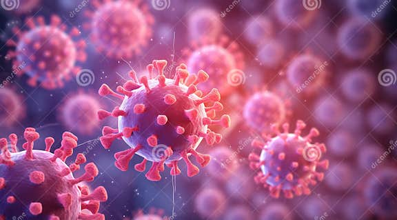 Pathogen Invasion Concept in Pink Hues Stock Illustration ...