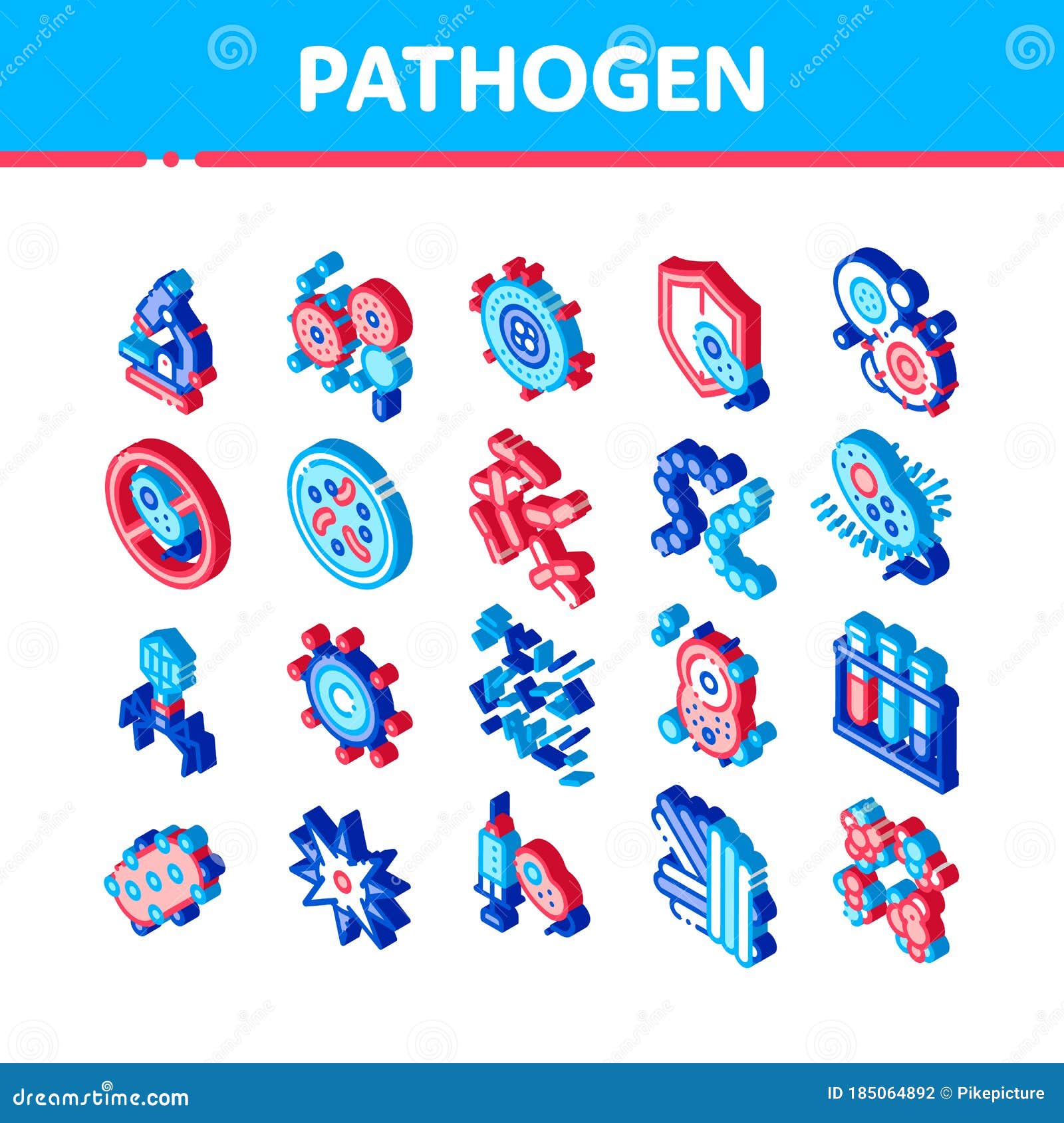 Pathogen Isometric Vector Sign Icons Set Stock Vector - Illustration of ...
